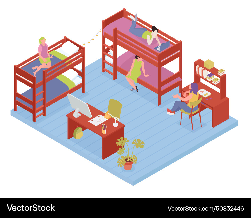 Student dormitory room Royalty Free Vector Image