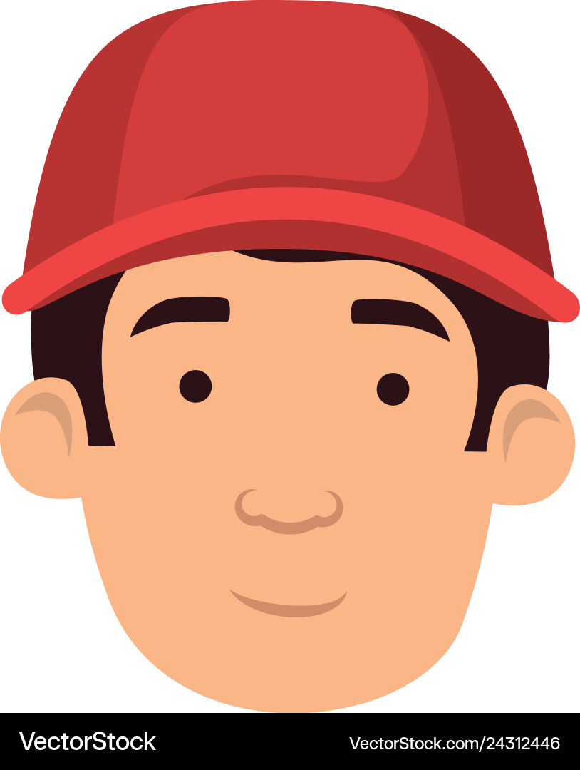 Young man with cap head character Royalty Free Vector Image