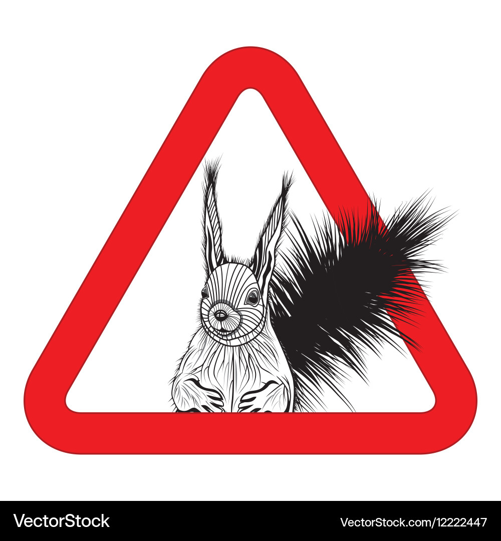 Animal free sign warning squirrel zone Royalty Free Vector