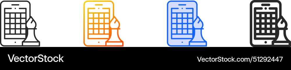 Chess game iconthin linear gradient blue stroke Vector Image