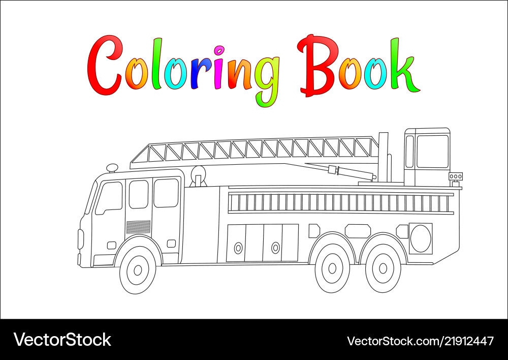 Fire truck coloring book pages Royalty Free Vector Image