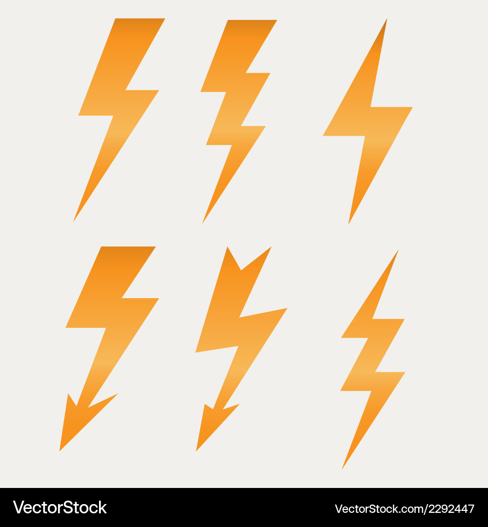 Lightning icon flat design long shadows Royalty Free Vector
