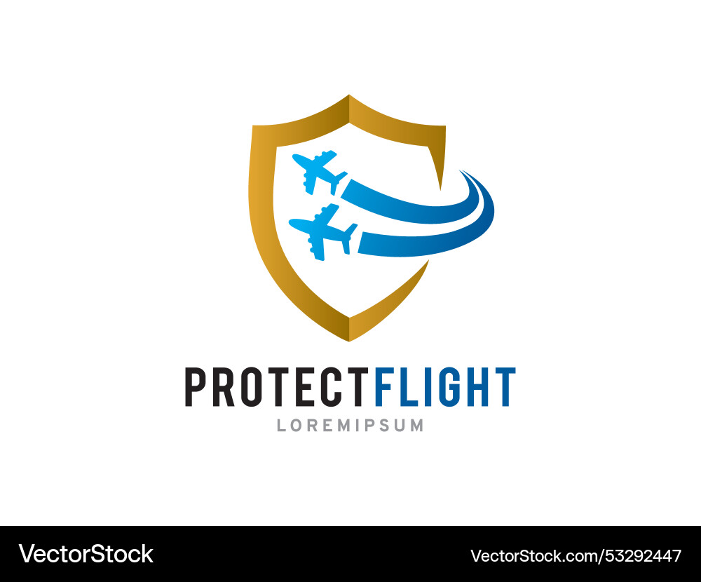 Protect flight logo symbol or icon template Vector Image