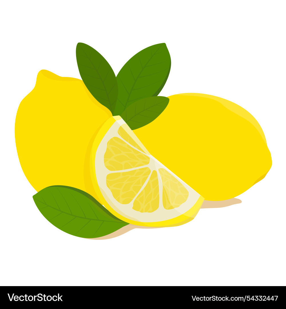 Realistic fresh lemon with leaves isolated Vector Image