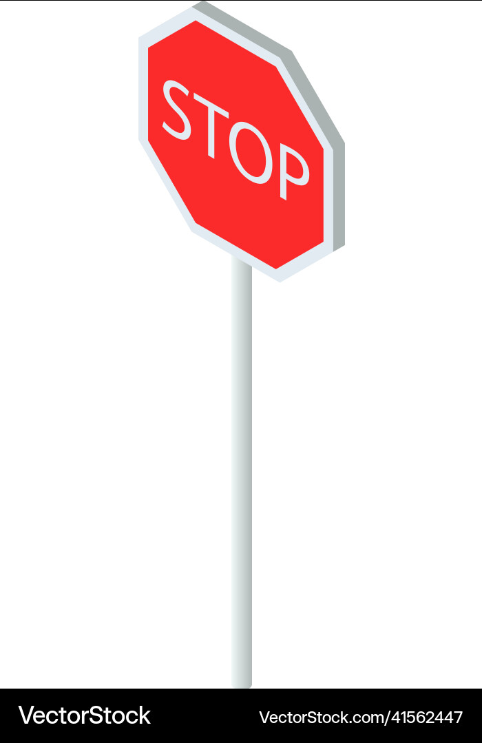 Red stop road sign isometric warning symbol Vector Image