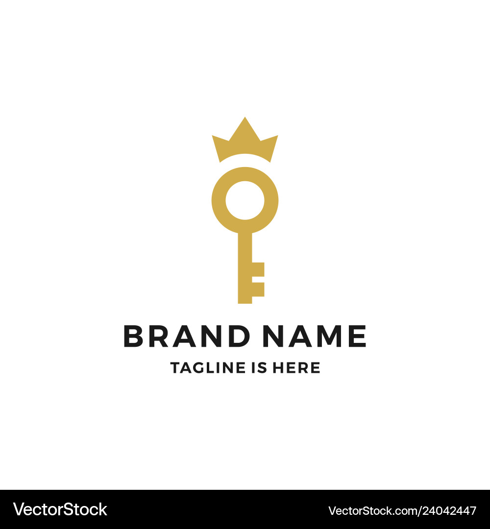 Royal King Crown Key Logo Royalty Free Vector Image