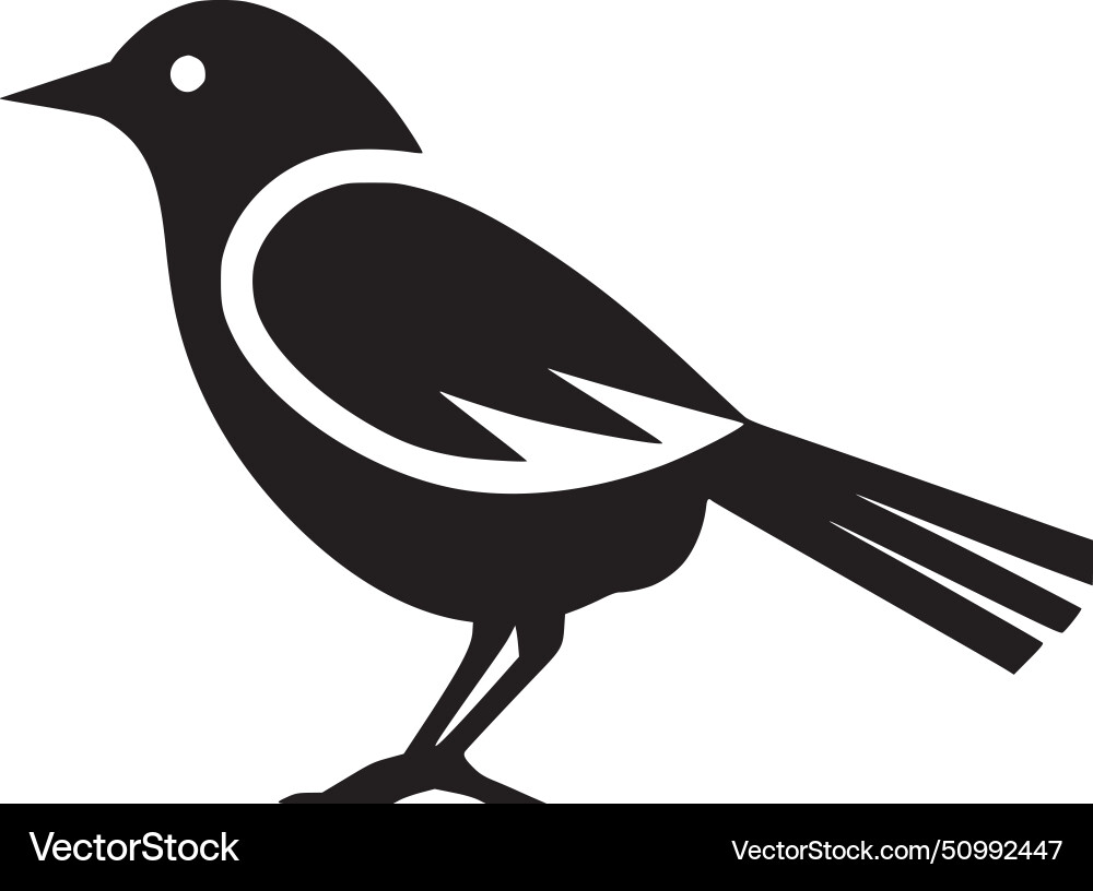 Simple Black and White Bird Royalty Free Vector Image