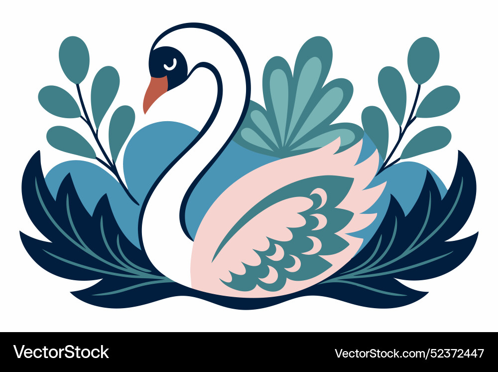 Swan design with fine details c Royalty Free Vector Image