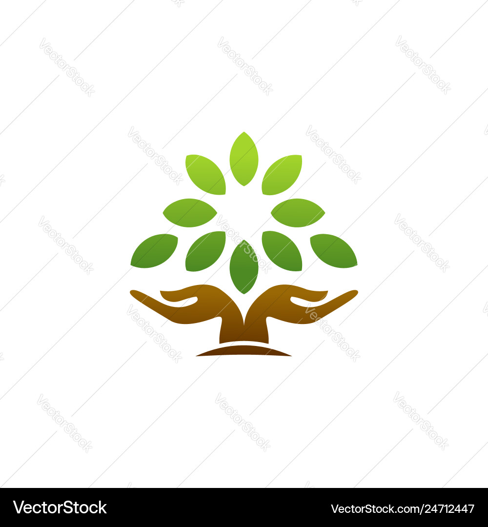 Tree hand logo wellness symbol icon design Vector Image