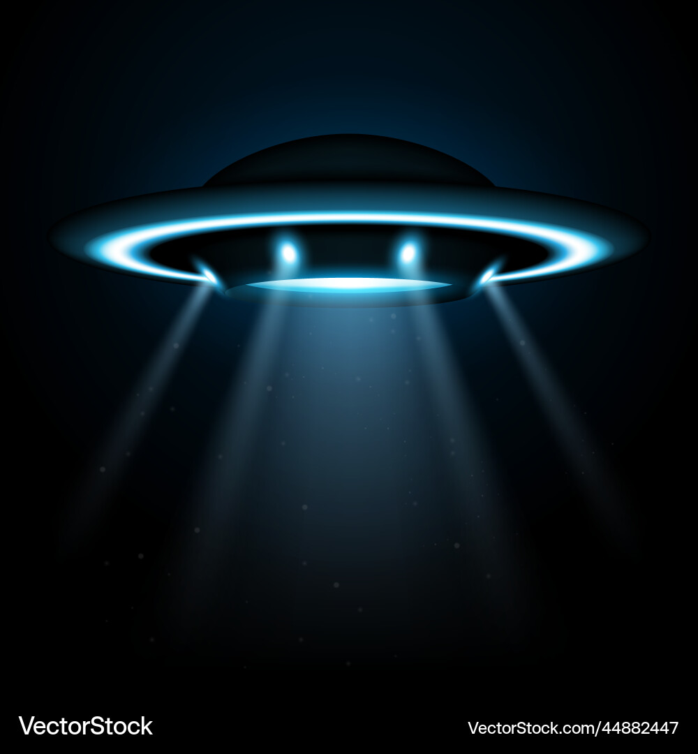 Ufo Alien fliegen Raumschiff mit Lichtern Vektorbild