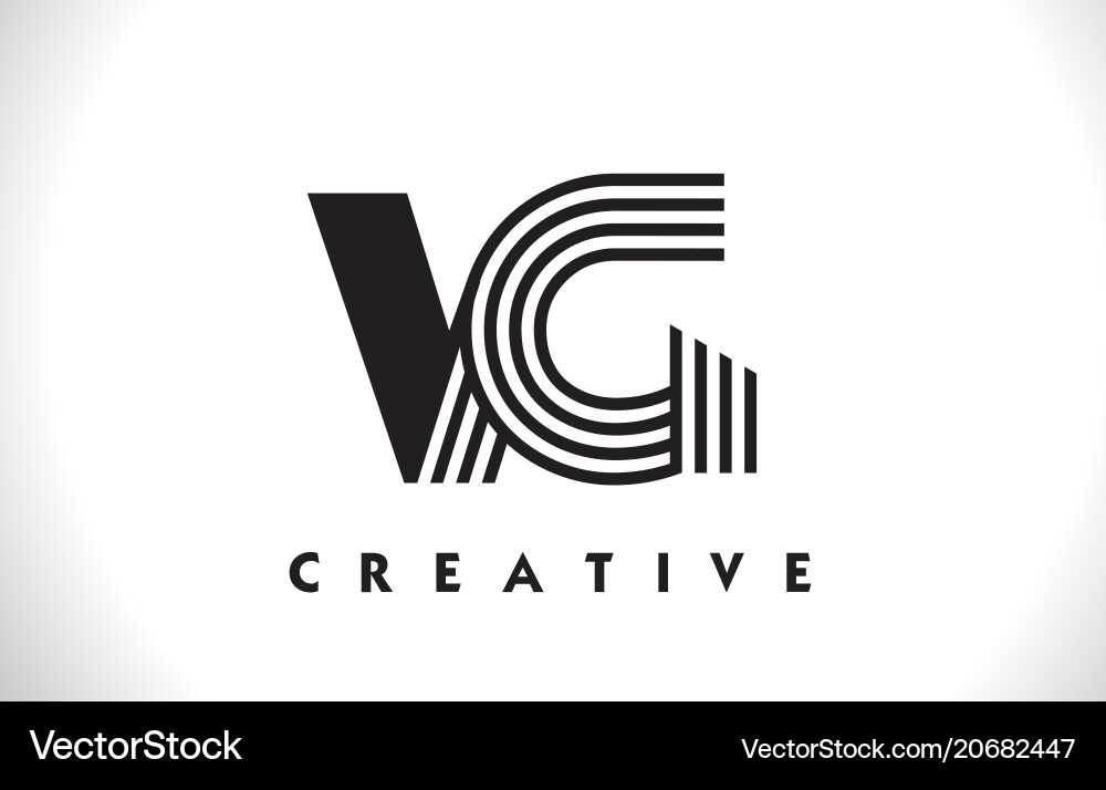 Vg logo letter with black lines design line Vector Image