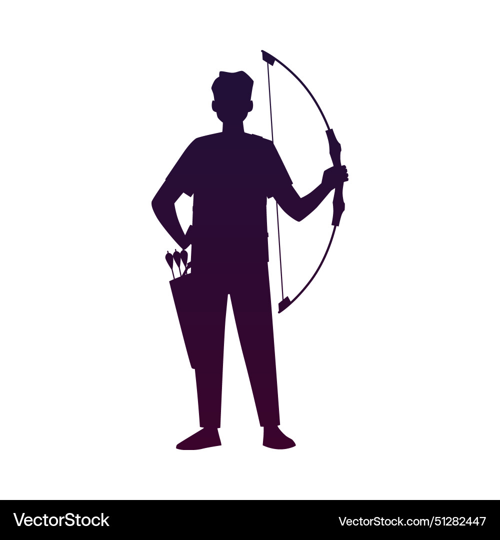 Young professional archer man with bow and arrow Vector Image