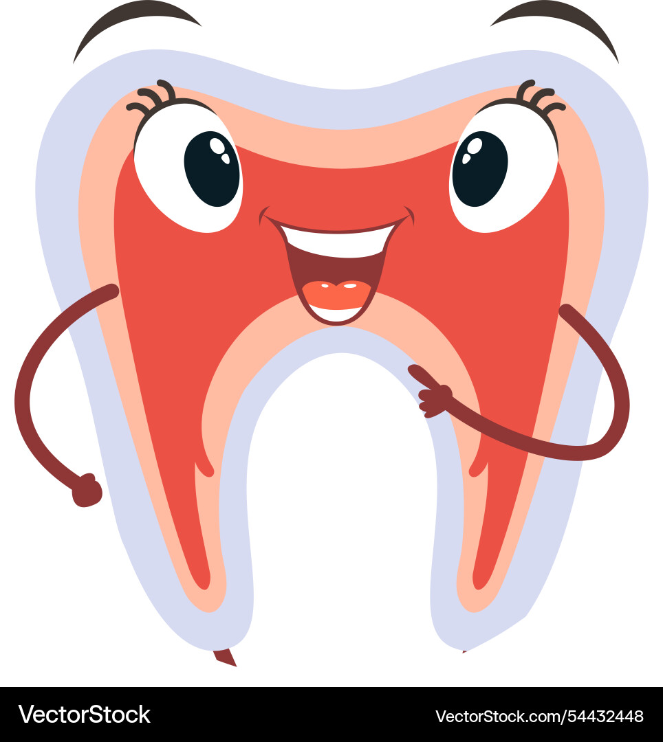 A cartoon tooth with a smile on its face Vector Image