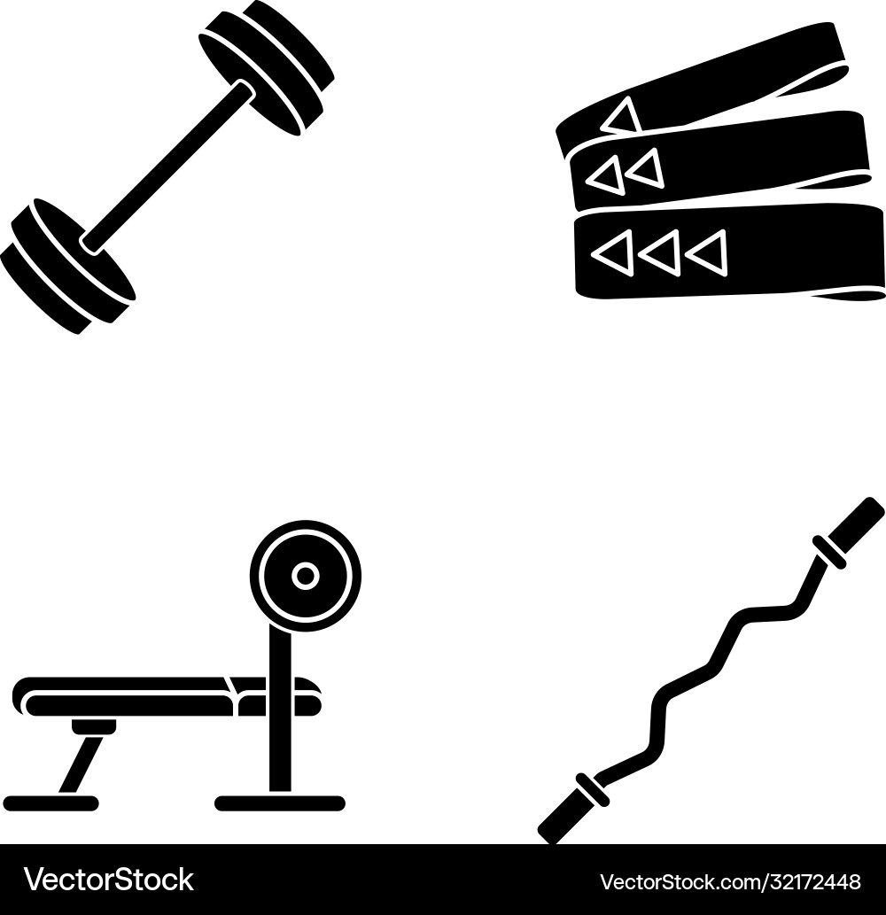 Black Bodybuilding Icon Set Royalty Free Vector Image