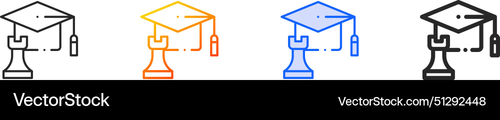 Chess game iconthin linear gradient blue stroke Vector Image