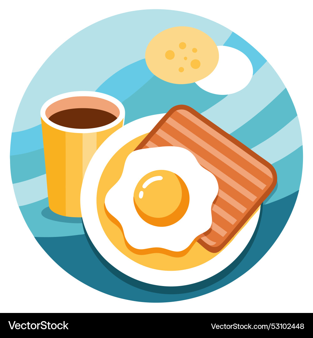 Delicious breakfast with fried egg crispy bacon Vector Image