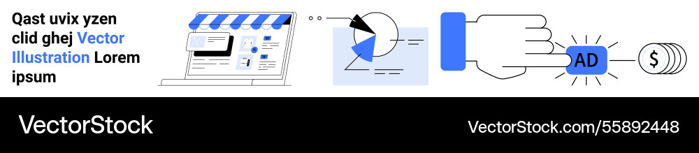 Digital advertising workflow with charts ad Vector Image