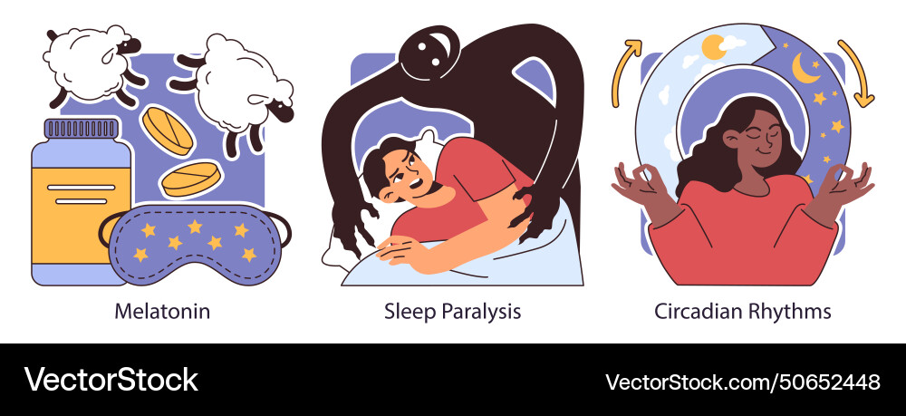 Insomnia set diverse characters suffering from Vector Image