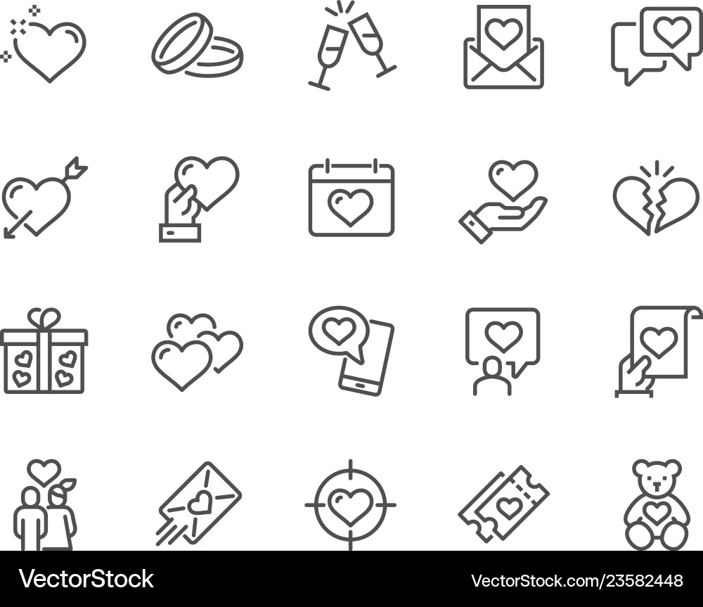 Line Art Love Icons - Romantic Set Royalty Free Vector Image