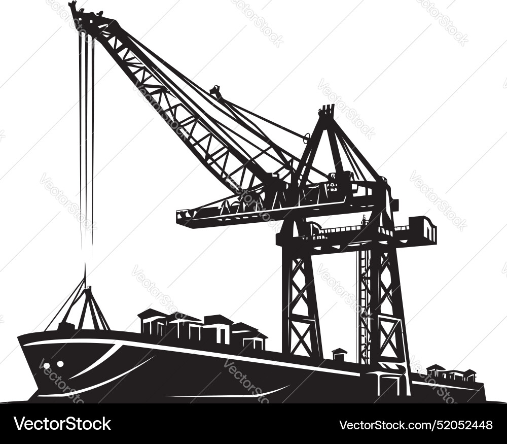 Marine terminal icon crane design seaport Vector Image