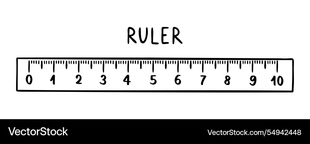 Ruler doodle hand drawn icon outline drawing Vector Image