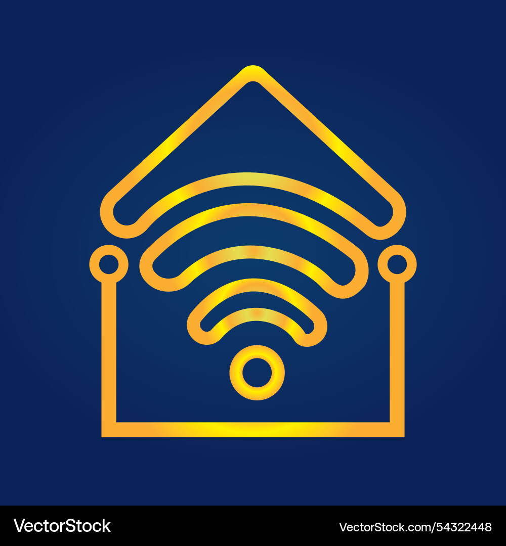 Smarthome icon modern wifi golden logo design Vector Image