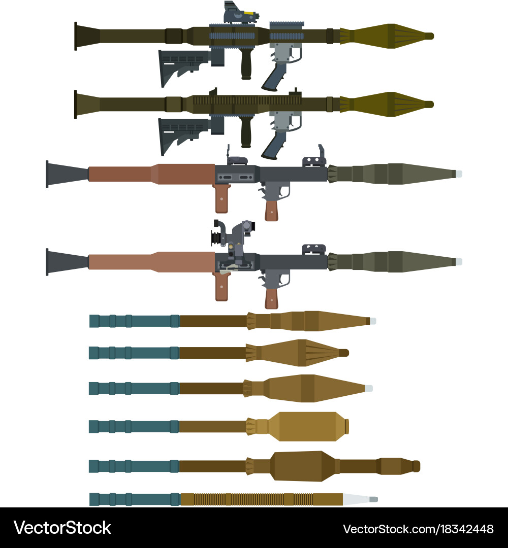 Soviet rocket launchers and grenades for rpg-7 Vector Image