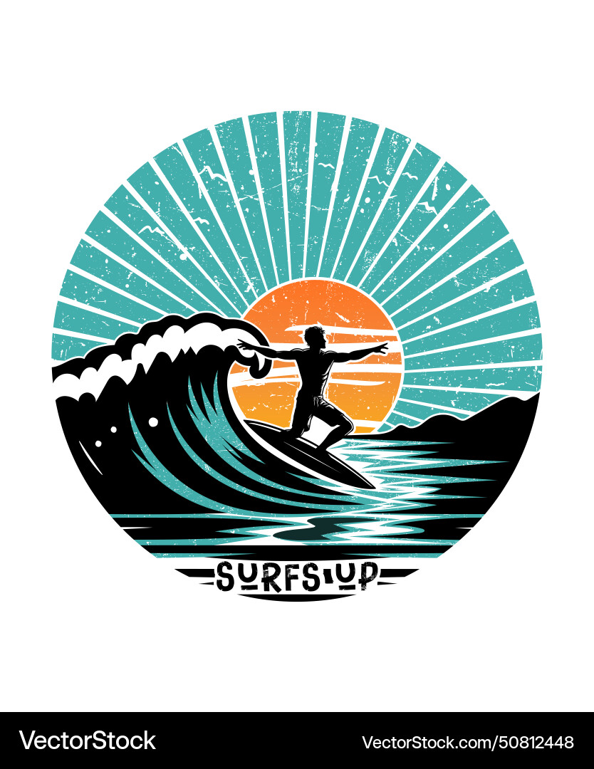 Surfs up summer beach t shirt design Royalty Free Vector