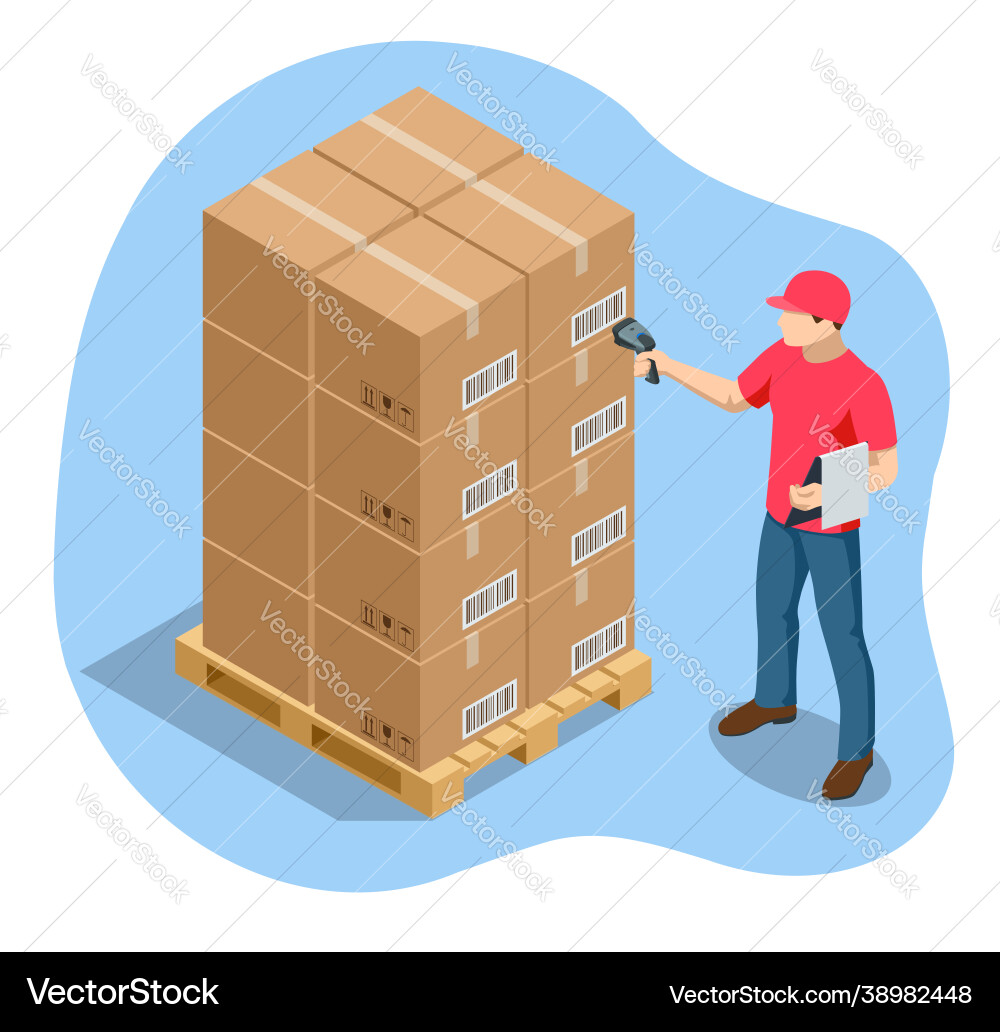 Warehouse Worker Scanning Stock Royalty Free Vector Image