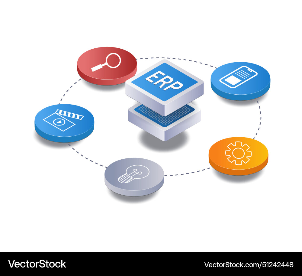 World business erp network infographic 3d flat Vector Image