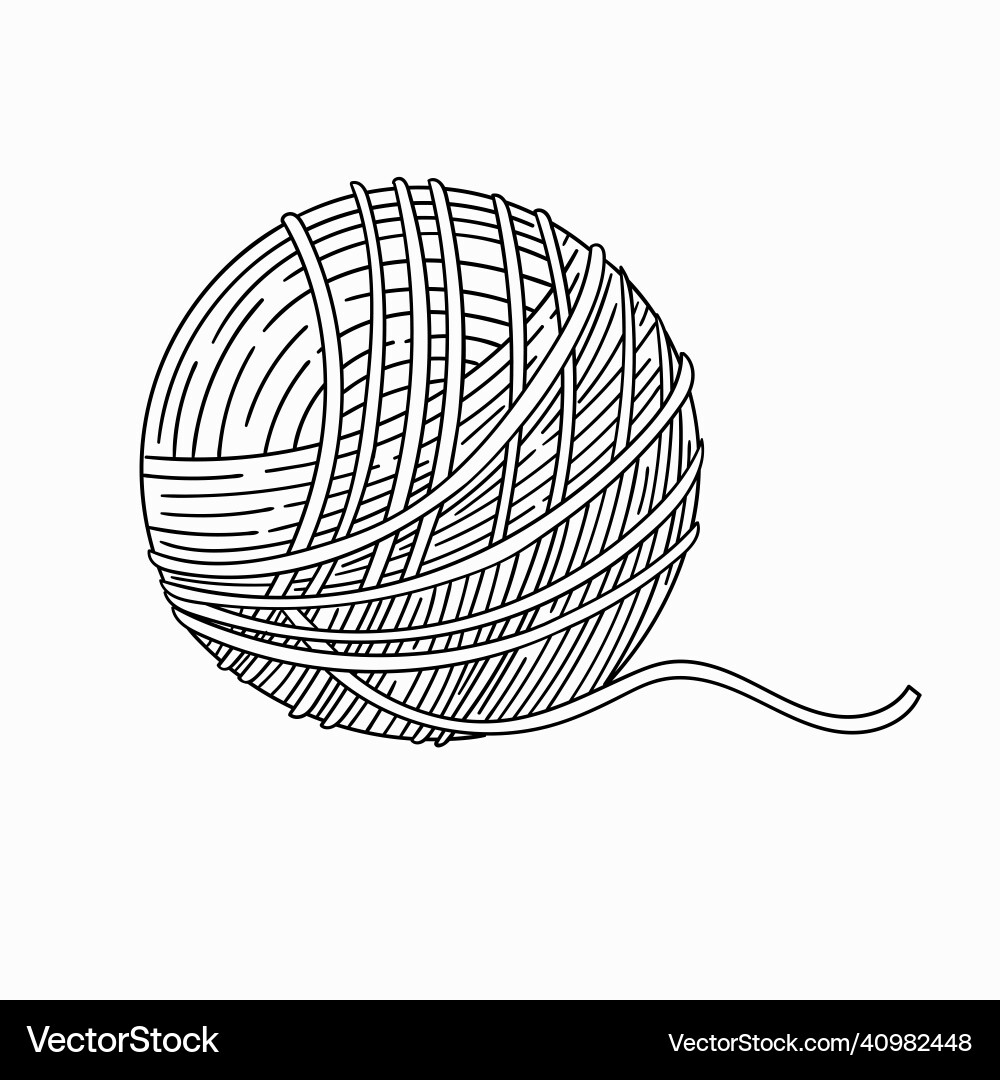 Yarn Ball Knitting Sketch Royalty Free Vector Image