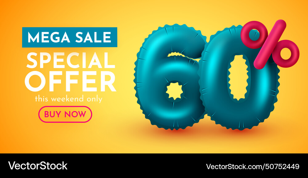 60 percent off discount creative composition Vector Image