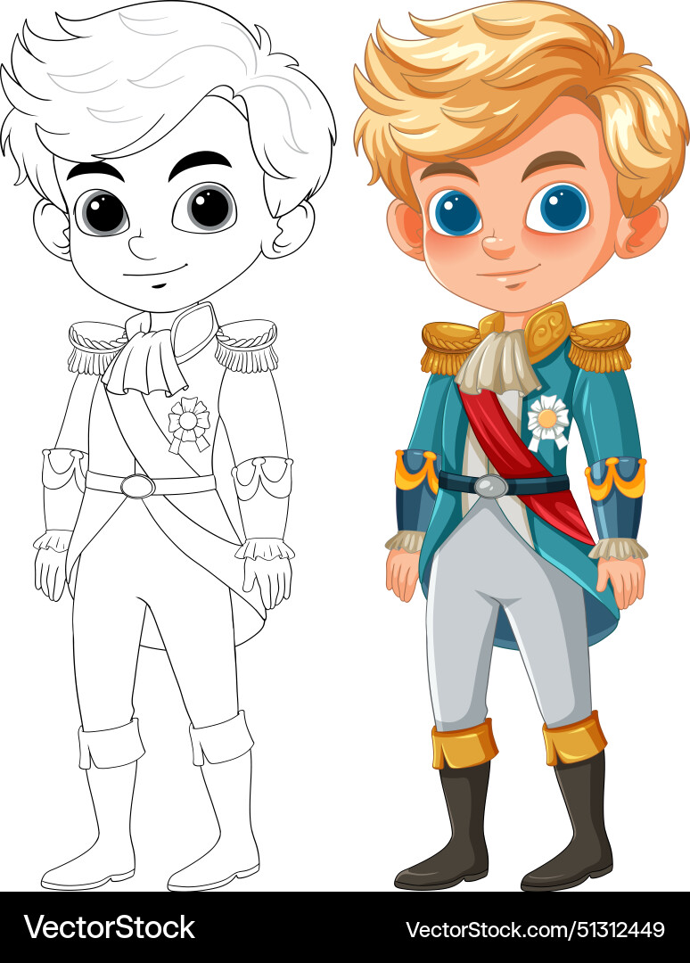A prince colored and sketched Royalty Free Vector Image