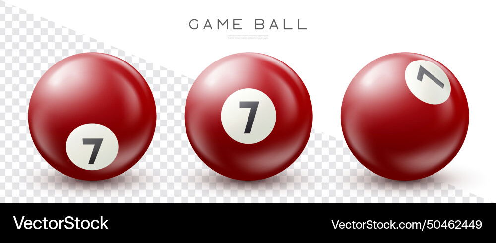 Billiard red pool ball with number 7 snooker Vector Image