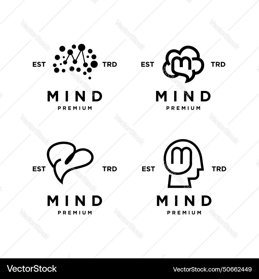 Brain mind m letter logo icon design Royalty Free Vector