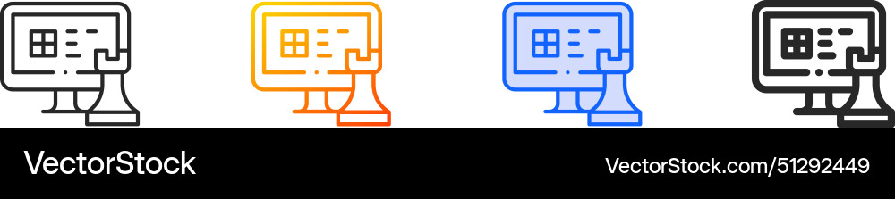 Chess game iconthin linear gradient blue stroke Vector Image