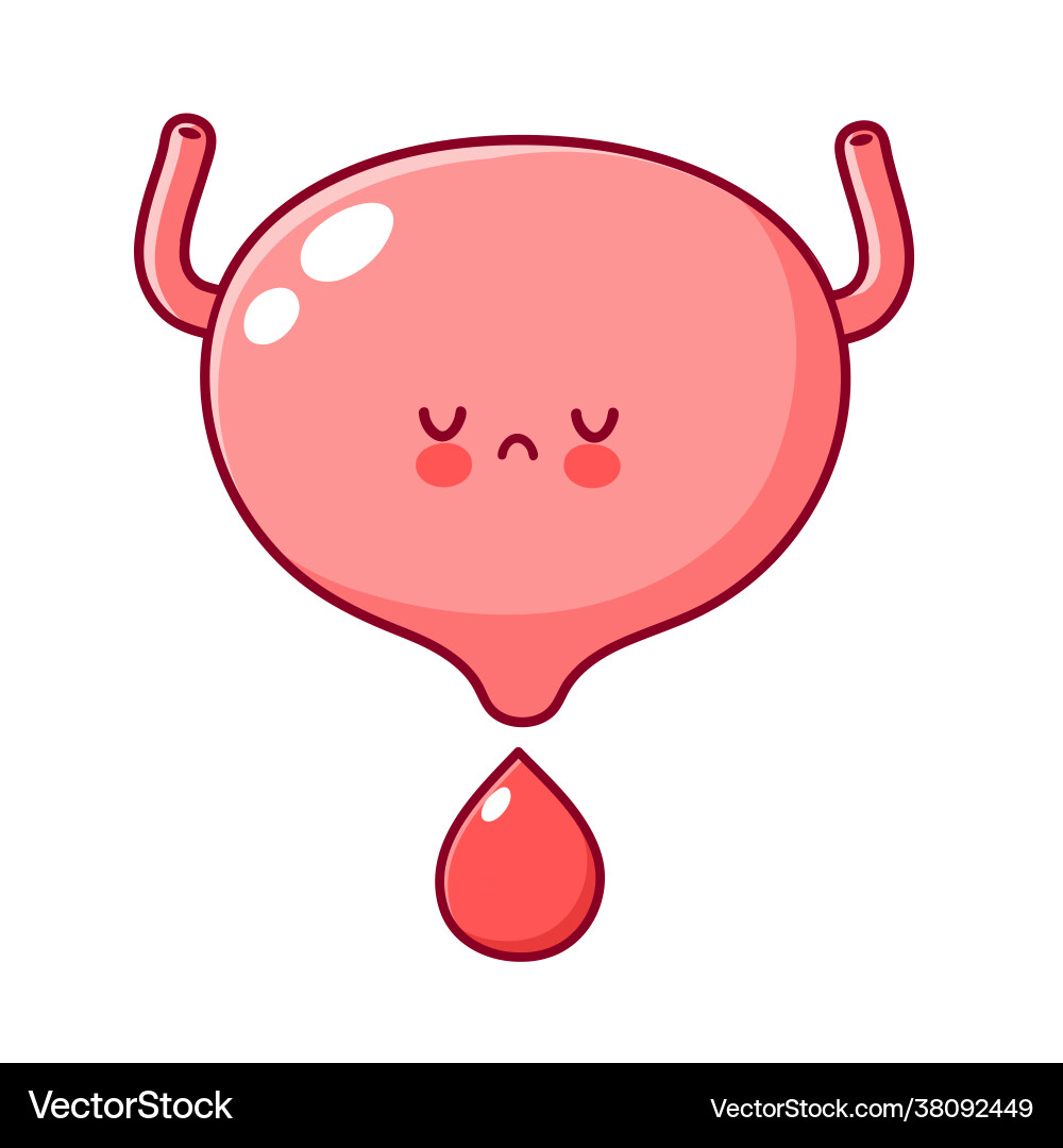 Cute sad sick human bladder organ character Vector Image