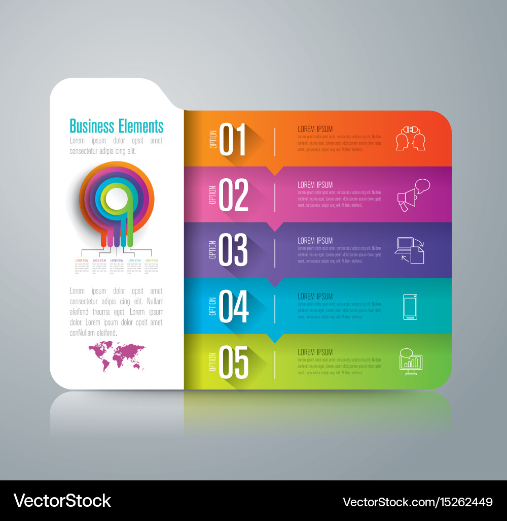 Folder infographics design with 5 options Vector Image