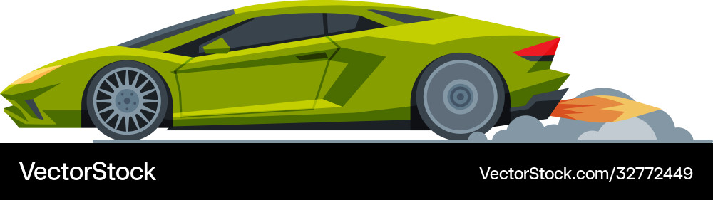 Green sport racing car side view fast motor Vector Image