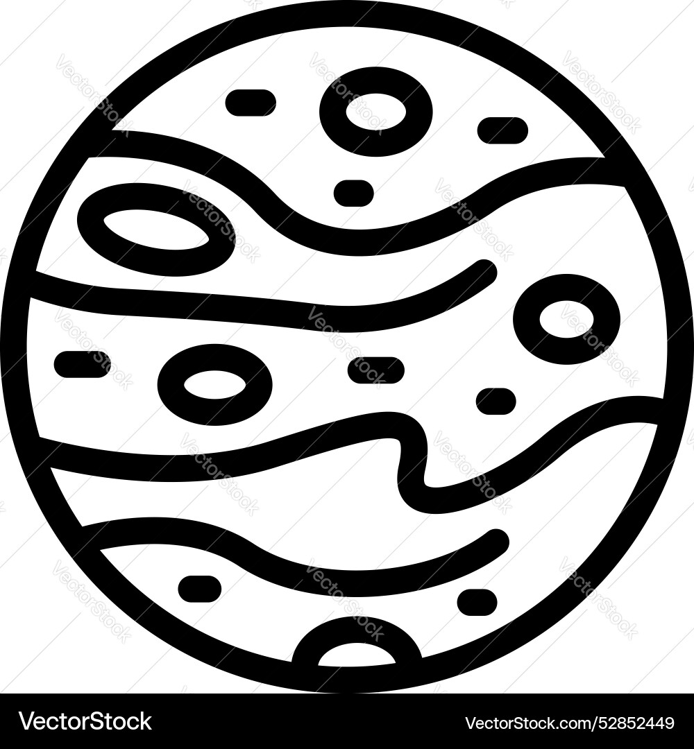 Jupiter planet icon showing gaseous surface Vector Image