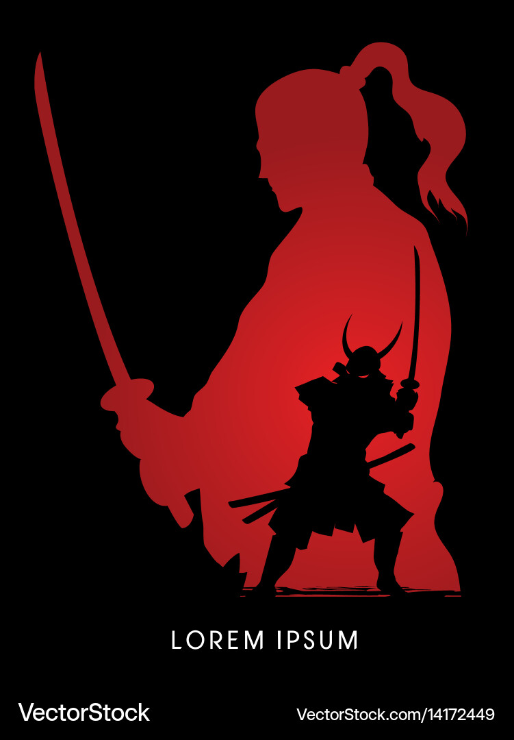 Samurai warrior with sword Royalty Free Vector Image