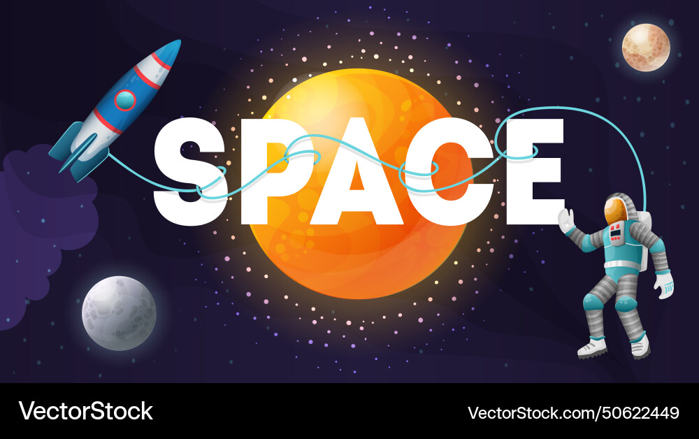 Space composition poster header Royalty Free Vector Image