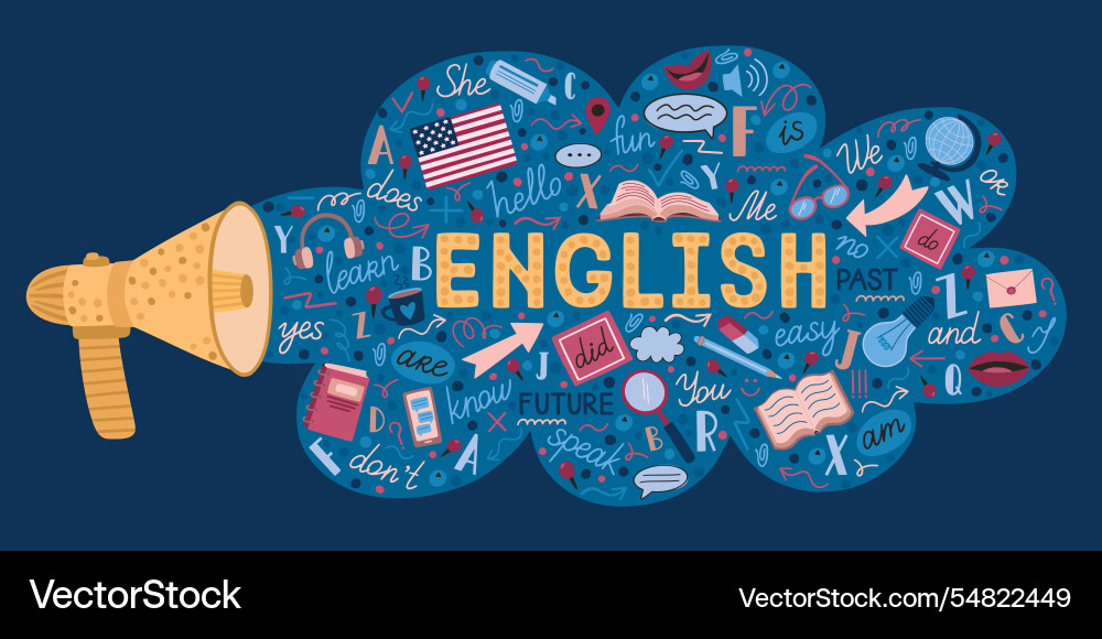 Speak english foreign language learning course Vector Image