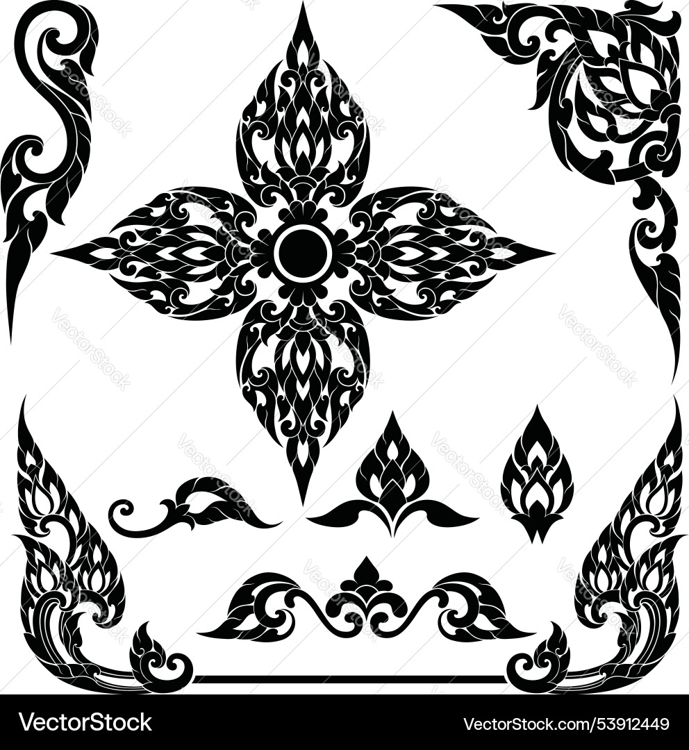 Traditional thai floral patterns Royalty Free Vector Image