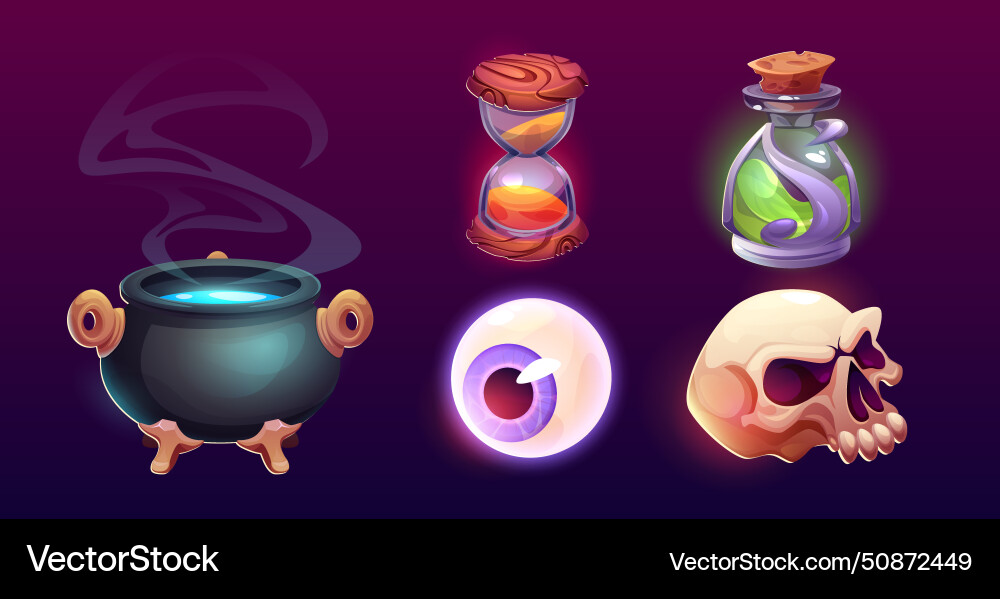 Wizard and witch game ui icons Royalty Free Vector Image