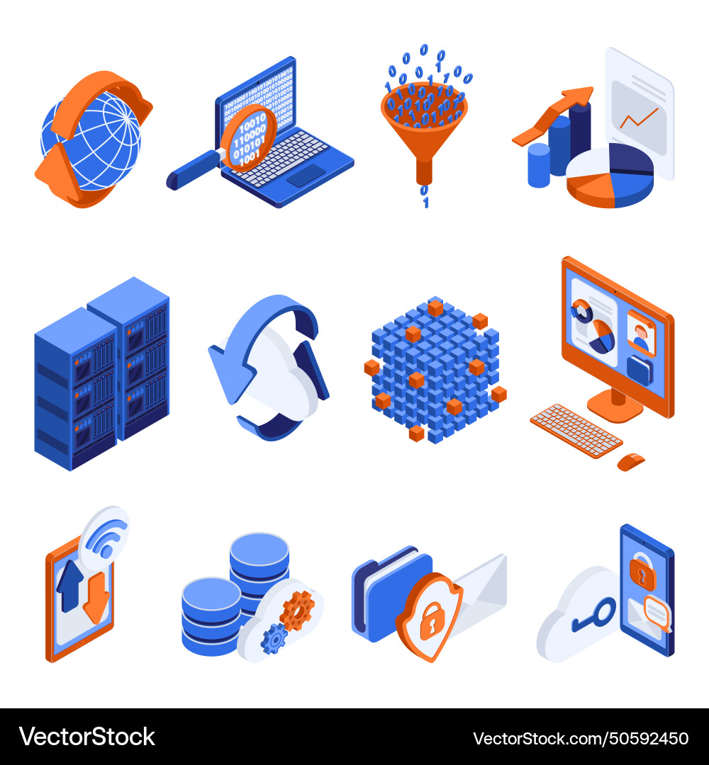 Big Data Analysis Set Royalty Free Vector Image