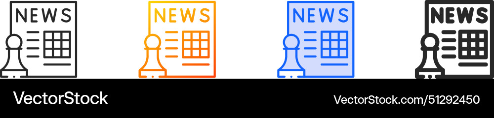 Chess game iconthin linear gradient blue stroke Vector Image