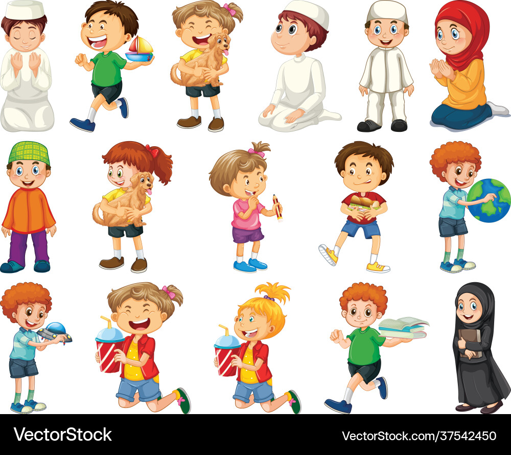 Children doing different activities cartoon Vector Image