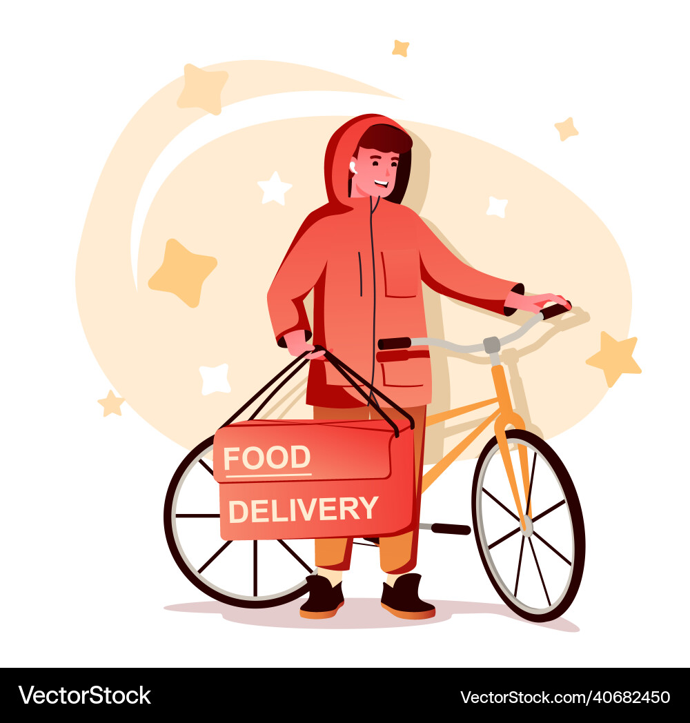 Food delivery flat character concept for web Vector Image