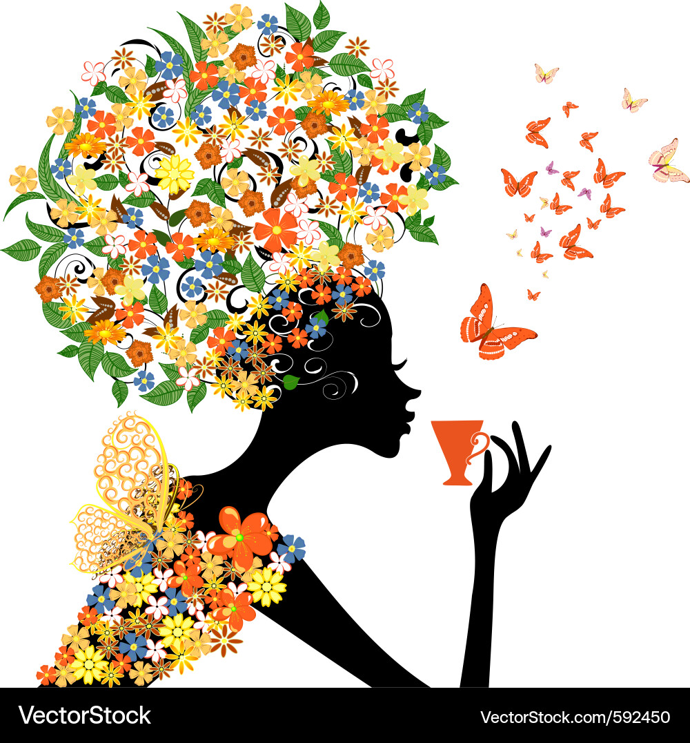 Girl in flowers Royalty Free Vector Image - VectorStock
